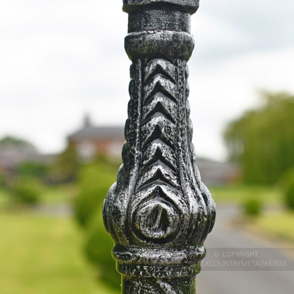"The Grange" Antique Silver Cast Iron Ornate Lamp Post 3.1m | Black ...