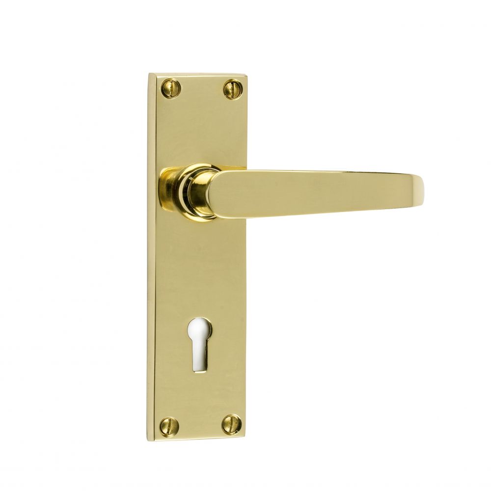 "Victoria" Brass Lever Handle With Key Hole | Black Country Metalworks