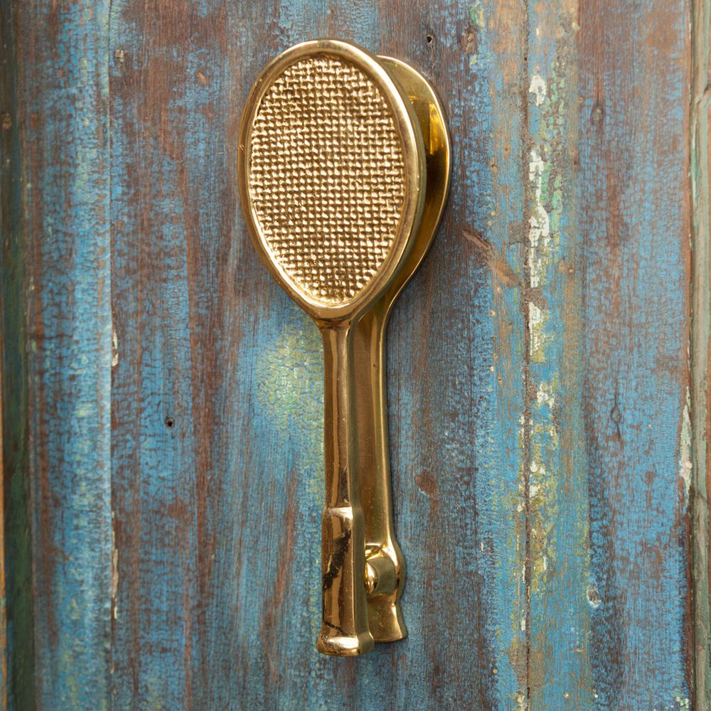 Polished Brass Tennis Racquet Door Knocker | Black Country Metalworks