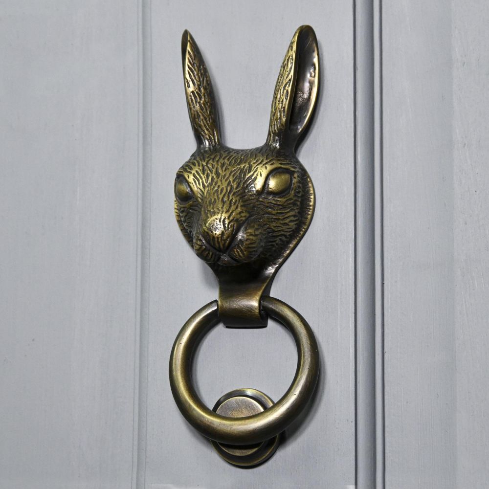 Antique Brass Rabbit Door Knocker | Black Country Metalworks