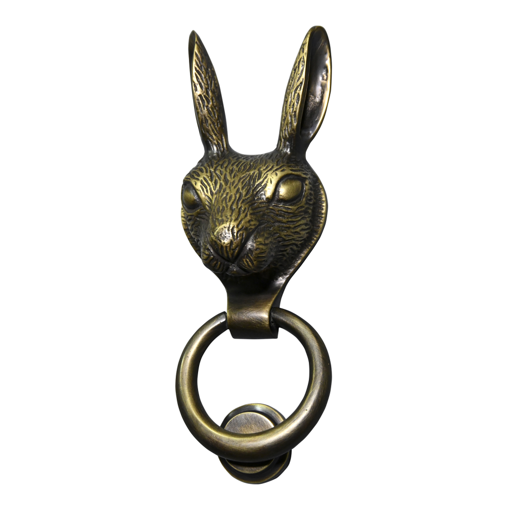 Antique Brass Rabbit Door Knocker | Black Country Metalworks