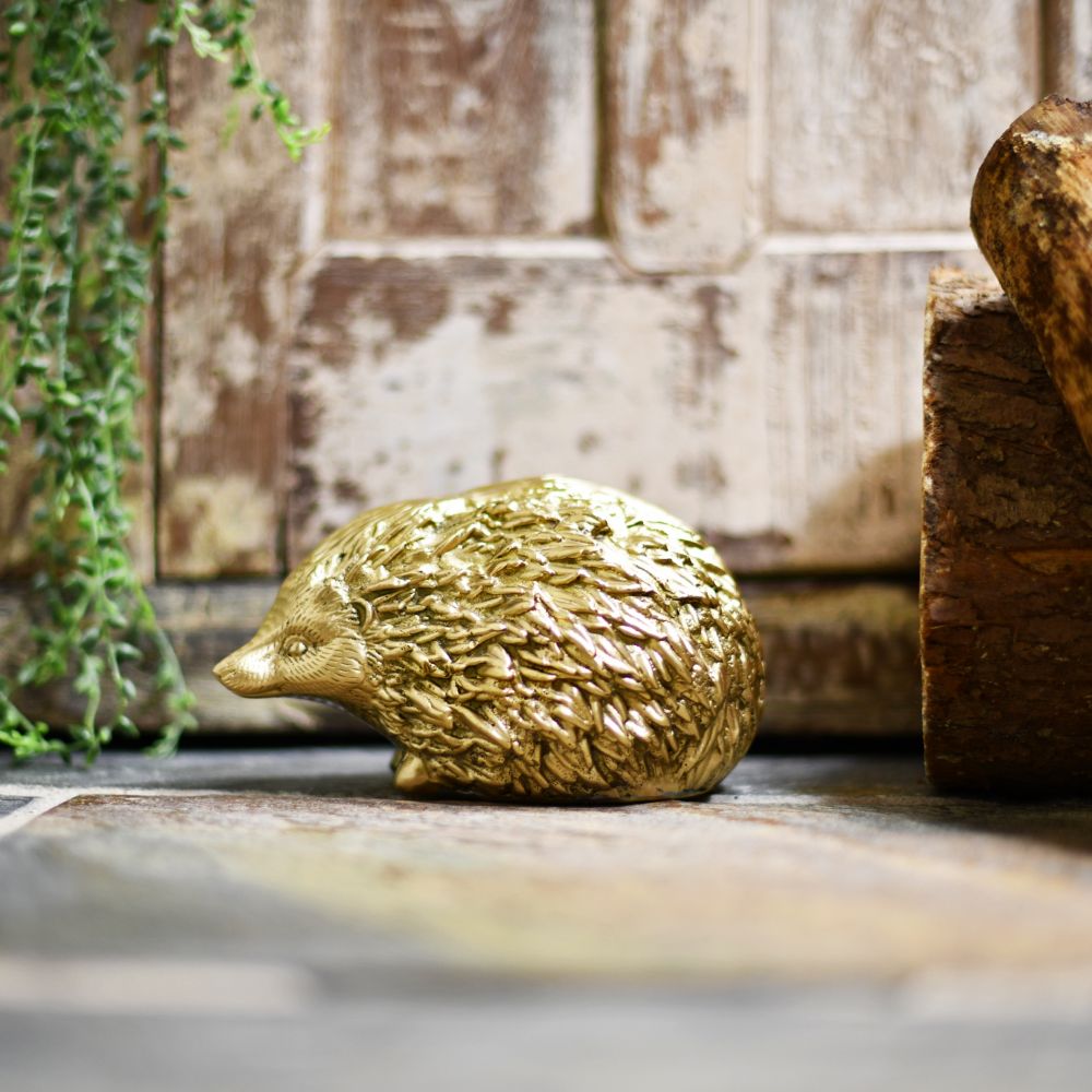 Polished Brass “Holmewood” Hedgehog Door Stop | Black Country Metalworks