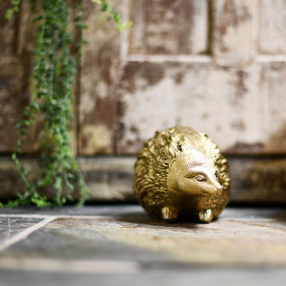 Polished Brass “Holmewood” Hedgehog Door Stop | Black Country Metalworks