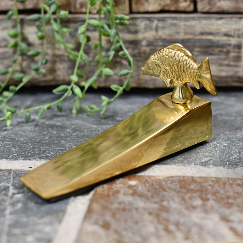 Polished Brass "Flounder" Fishy Door Wedge | Black Country Metalworks