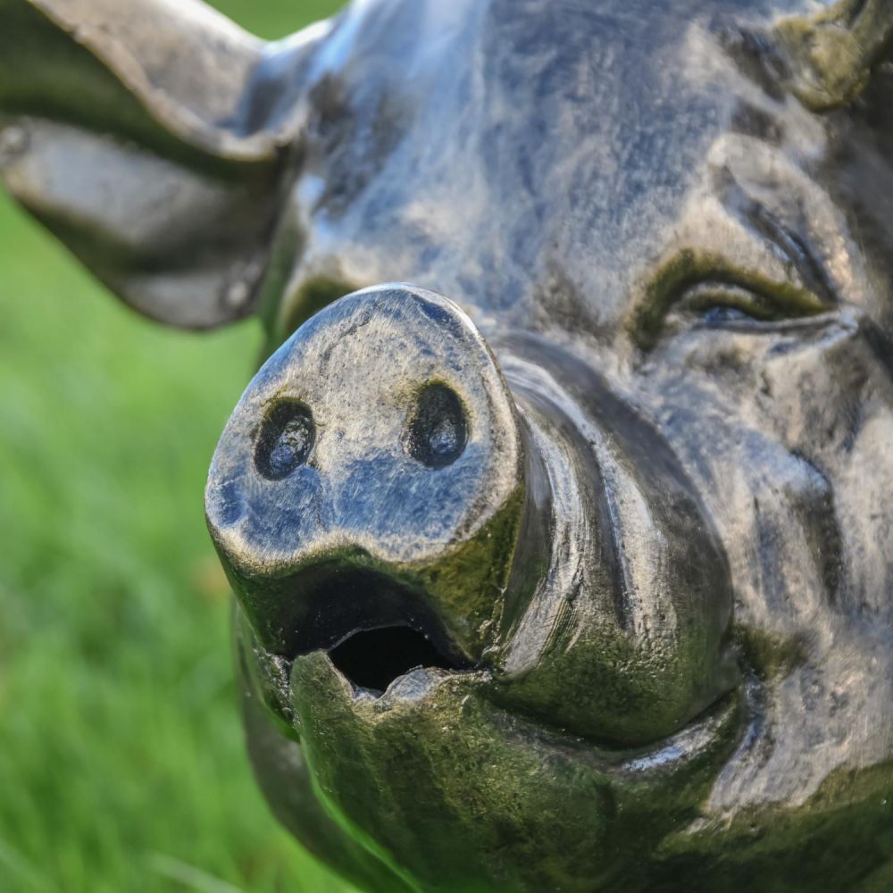 Brushed Gold Large Pig Garden Sculpture | Black Country Metalworks