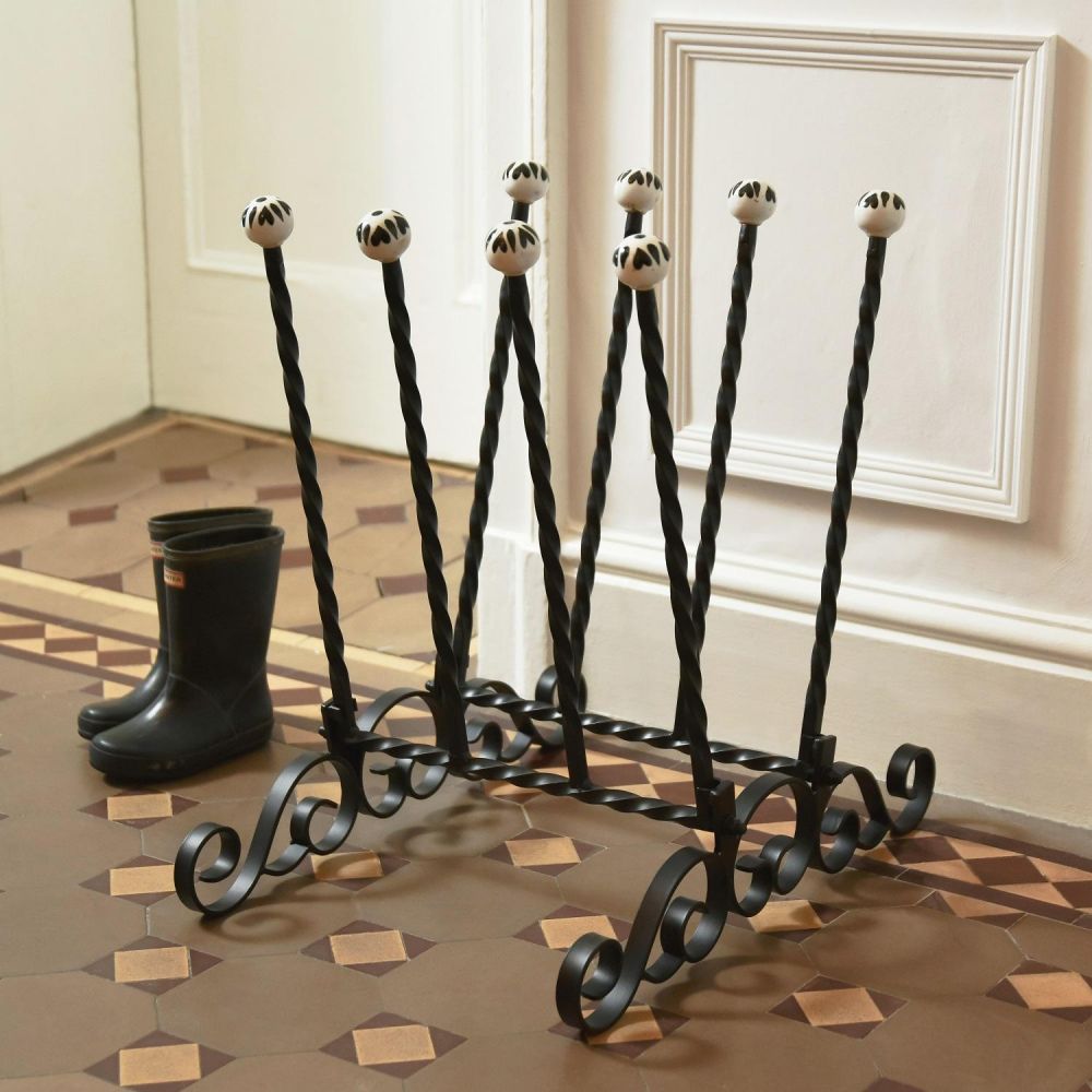"Farnthorpe" Black 4 Pair Ornate Boot Rack | Black Country Metalworks