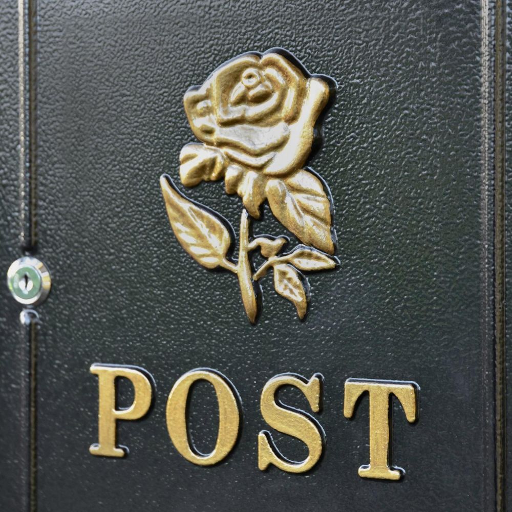 Gold Rose "Oxford" Wall Mounted Post Box | Black Country Metalworks