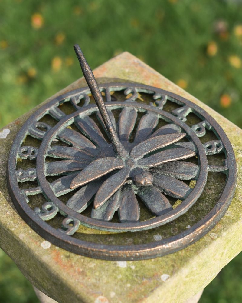 Aged Iron "Daisy Delight" Dragonfly Sundial - 25cm | Black Country ...