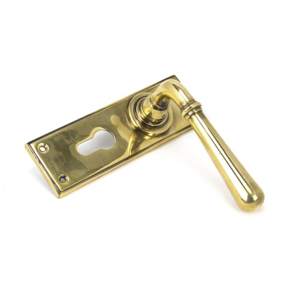 "Emerson" Euro Keyhole Aged Brass Lever Handles | Black Country Metalworks