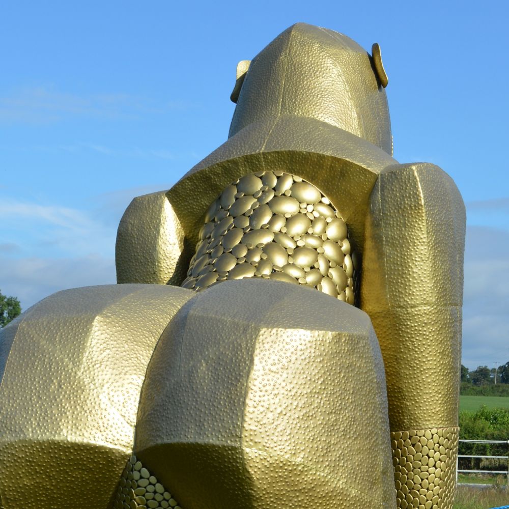 Extra Large Gold Gorilla Sculpture | Black Country Metalworks
