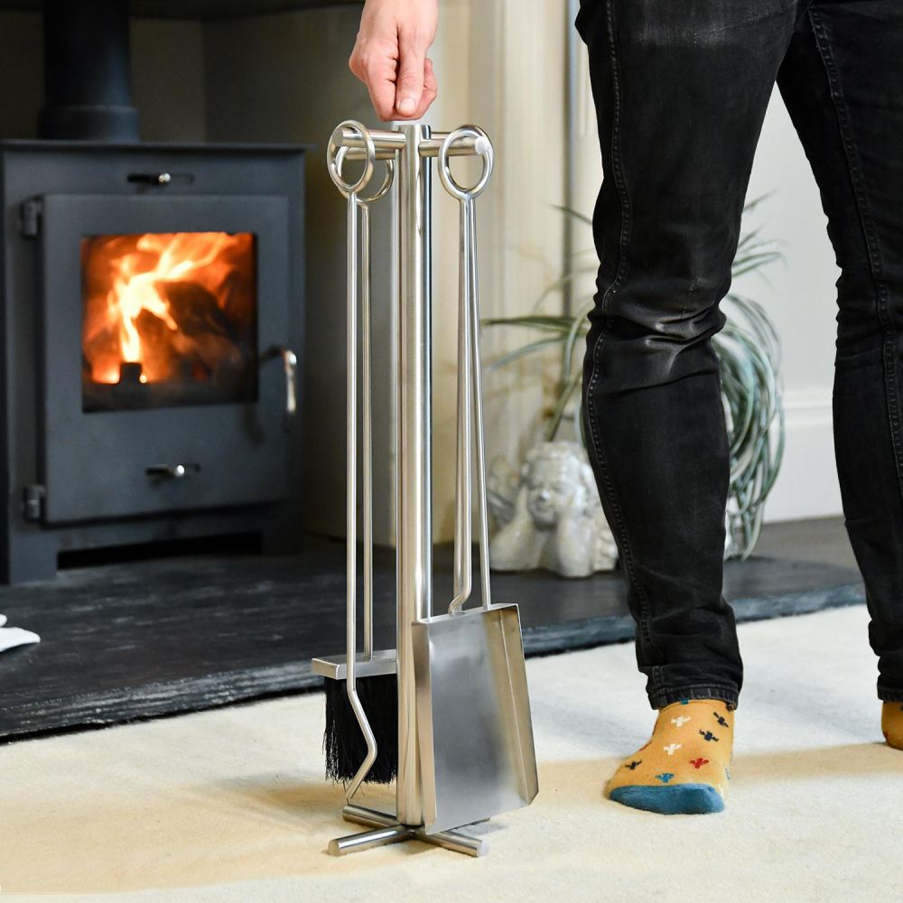 "Carter Bridge" Large Brushed Steel Companion Set 64cm | Black Country ...