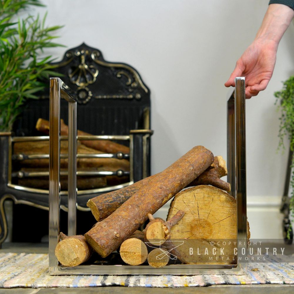 "Kresling Hall" Stainless Steel Log Store | Black Country Metalworks