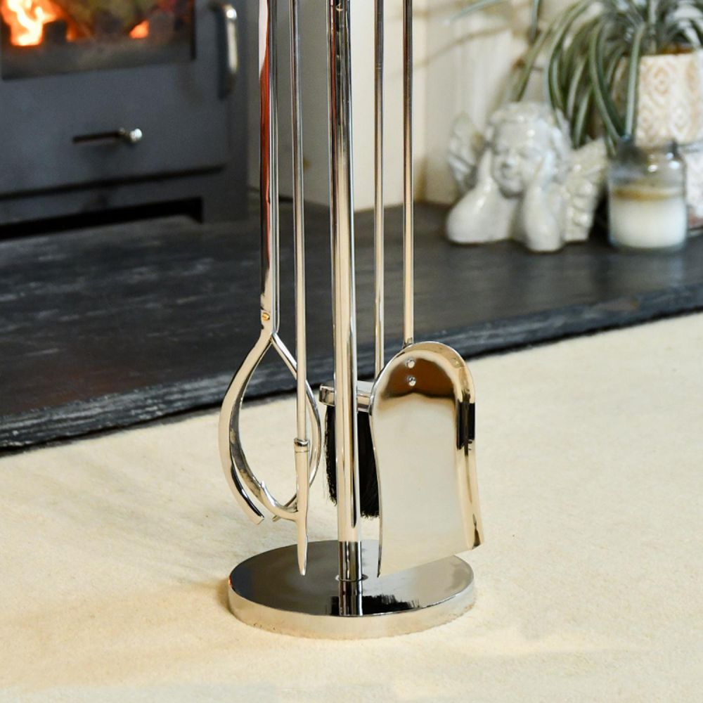 Polished Steel Urn Style Companion Set 64cm | Black Country Metalworks