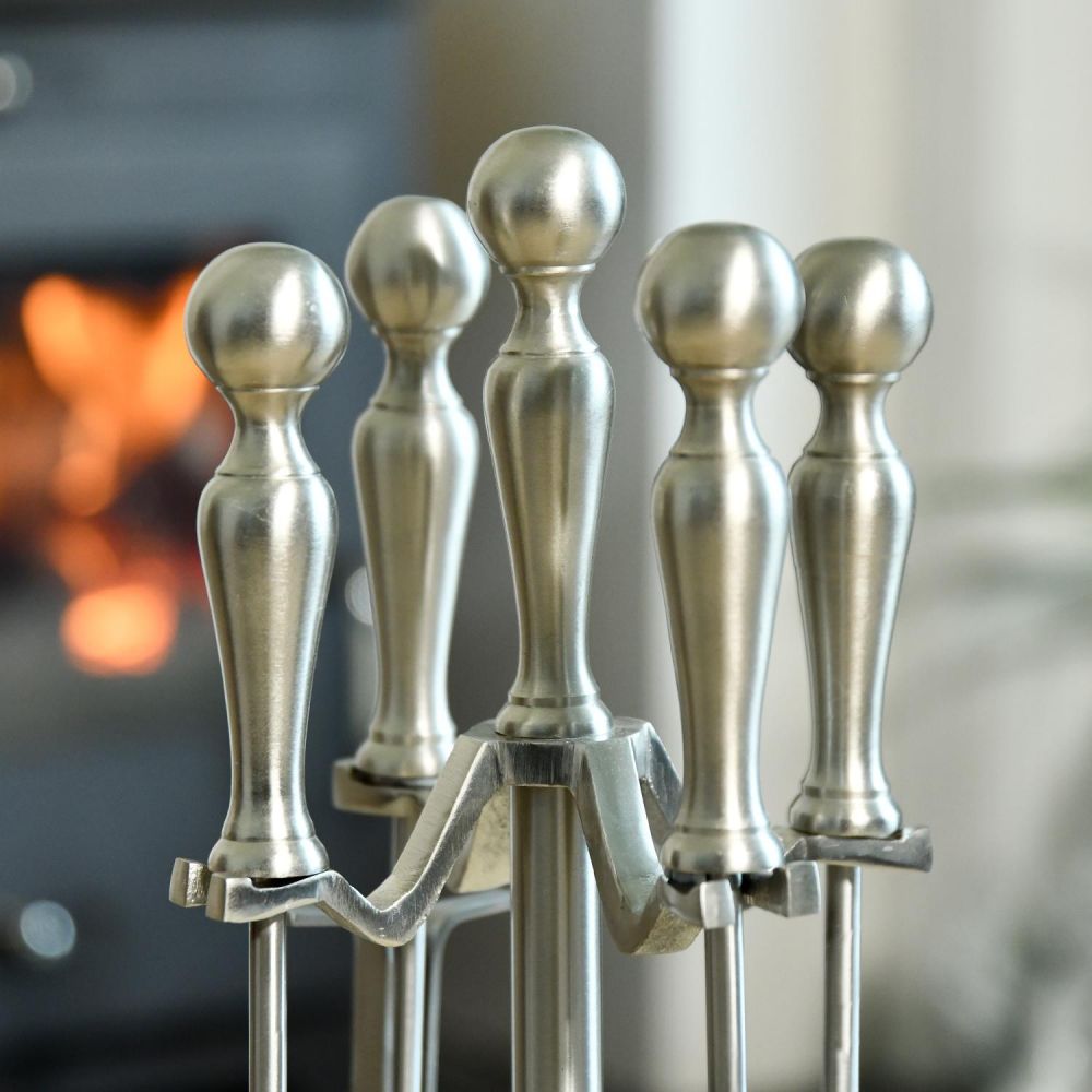 Traditional Brushed Pewter Companion Set 64cm | Black Country Metalworks