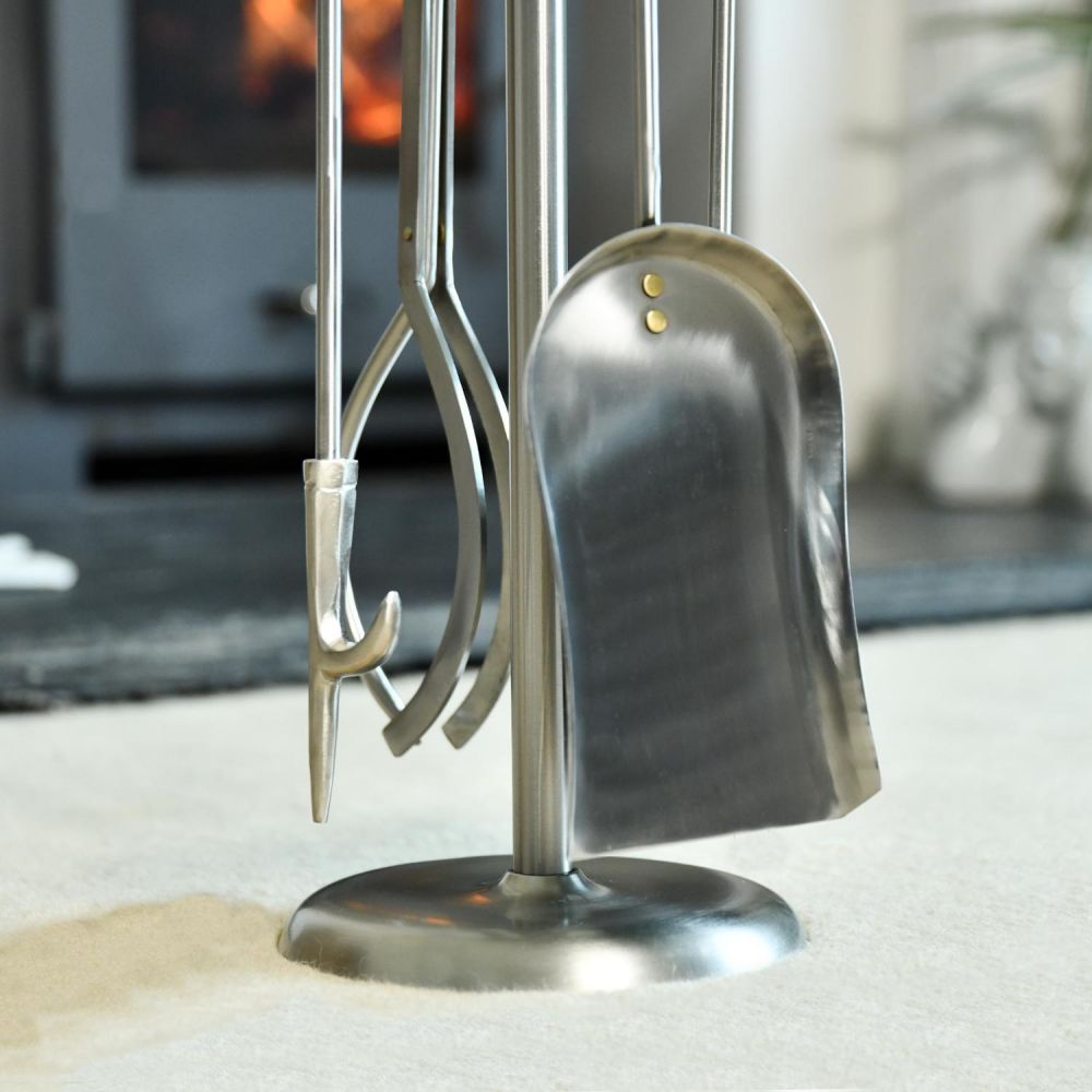 Traditional Brushed Pewter Companion Set 64cm | Black Country Metalworks