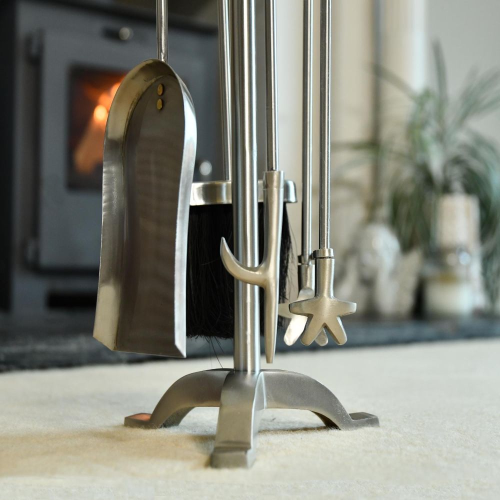 Contemporary Pewter Finish Companion Set 61cm | Black Country Metalworks