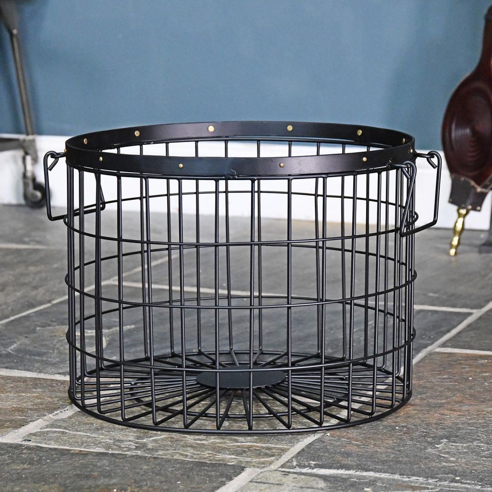 Black Wirework Fireside Log Bucket - 40cm | Black Country Metalworks