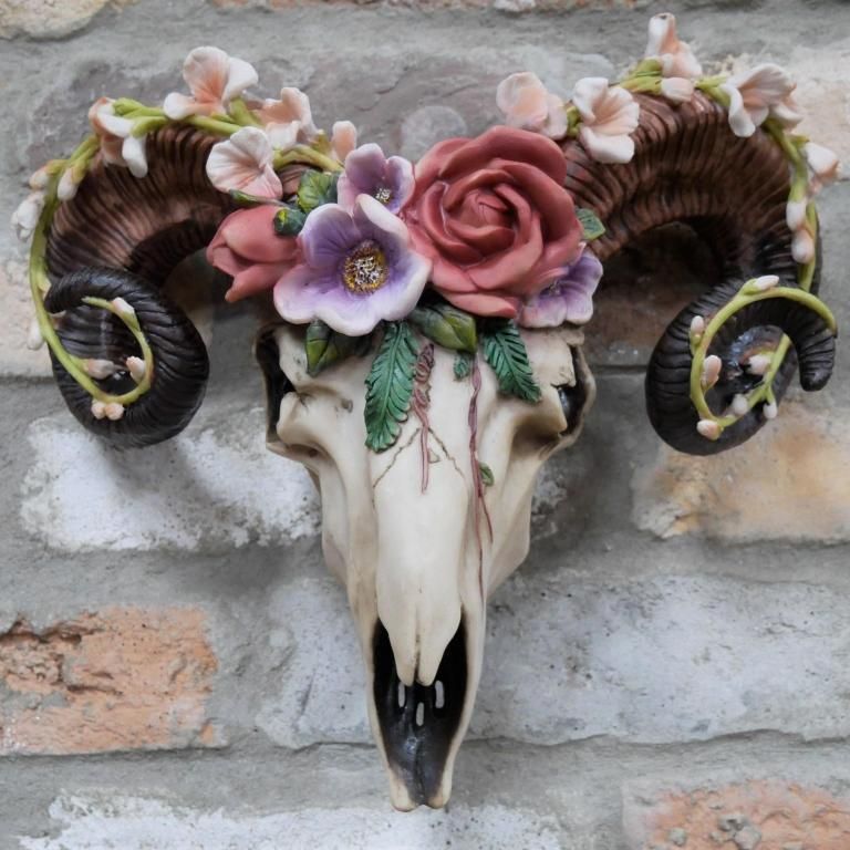 Floral Skull Interior Wall Decoration | Black Country Metalworks