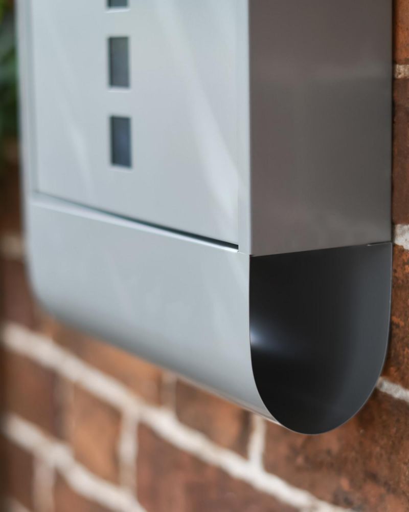 Galvanised Steel Silver Wall Mounted Post Box with Lock & Newspaper ...