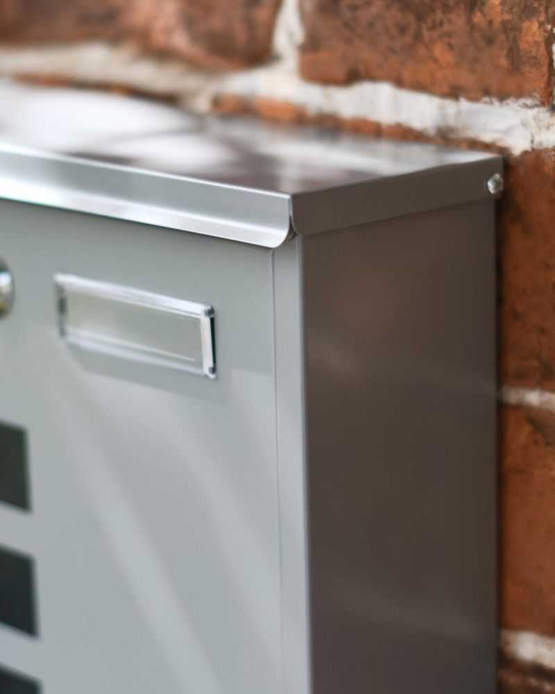 Galvanised Steel Silver Wall Mounted Post Box with Lock & Newspaper ...