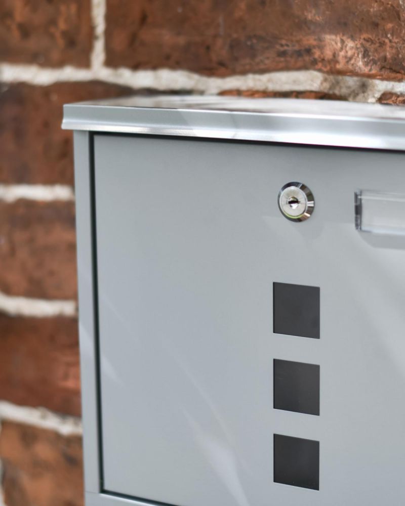 Galvanised Steel Silver Wall Mounted Post Box with Lock & Newspaper ...