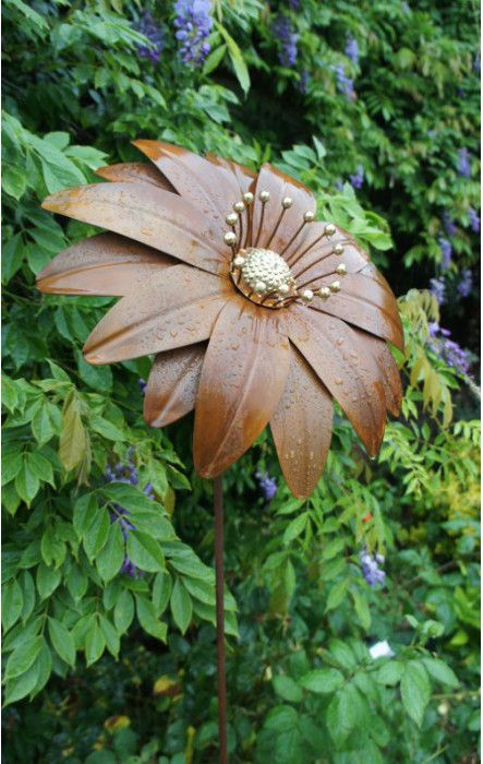 Metal Flower Garden Sculptures | Poppies, Roses, Gerberas | Black ...