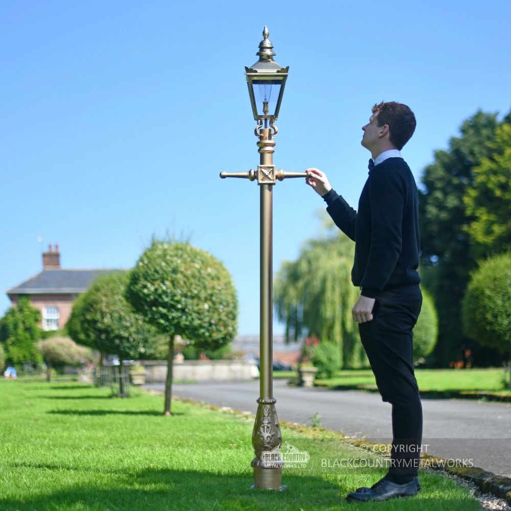 Gold and Brass Finish Harrogate Lamp Post 2.25m | Black Country Metalworks