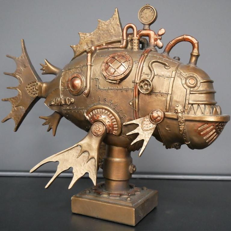 Gold Steampunk Angler Fish Interior Ornament | Black Country Metalworks