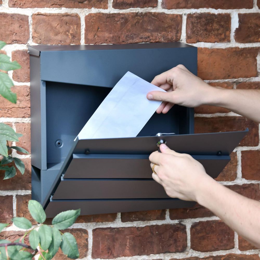 Granite Grey "Cambered Trigon" Modern Wall Mounted Post Box & Newspaper ...
