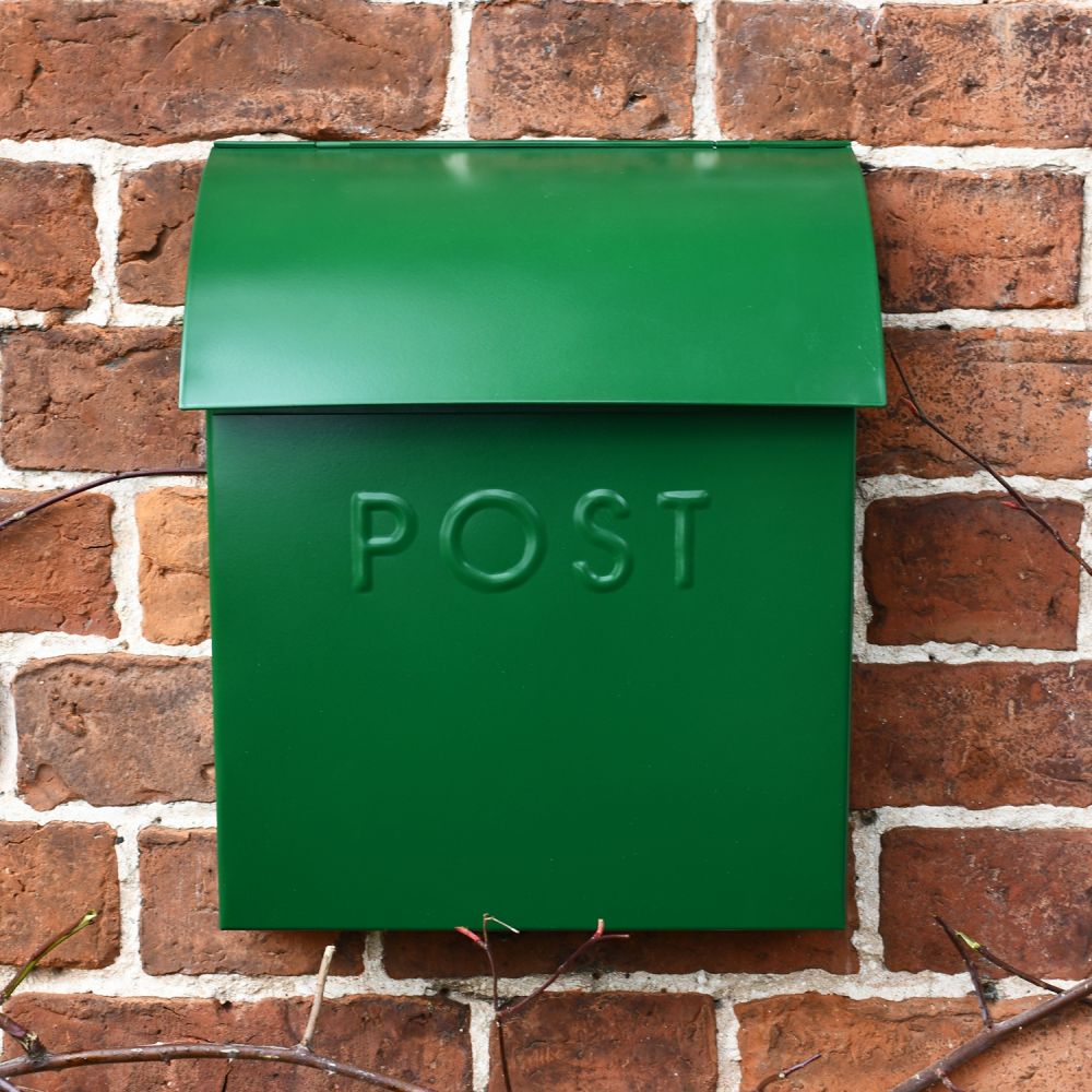 Green Contemporary Post Box With Lock | Black Country Metalworks