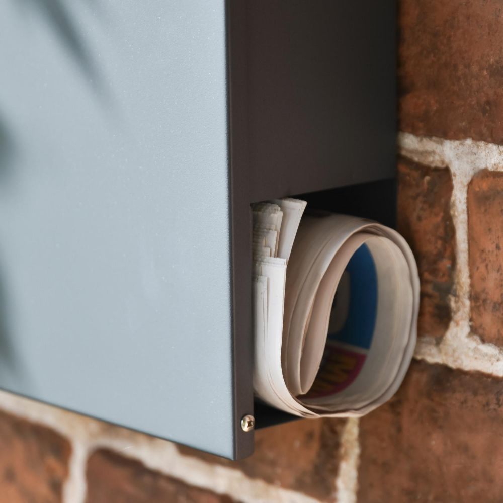 Grey & Silver "Harmonious" Wall Mounted Post Box & Newspaper Holder ...