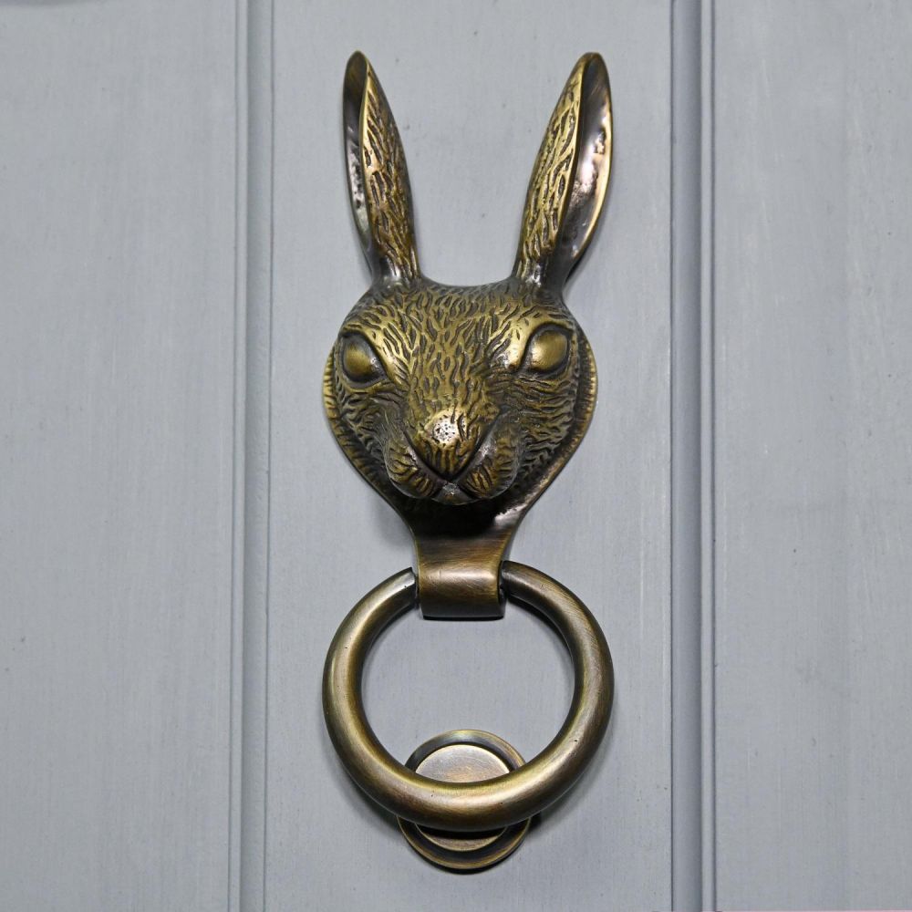 Antique Brass Rabbit Door Knocker | Black Country Metalworks