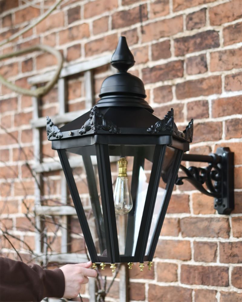 Black "Brampton" Hexagonal Lantern With Bracket | Black Country Metalworks
