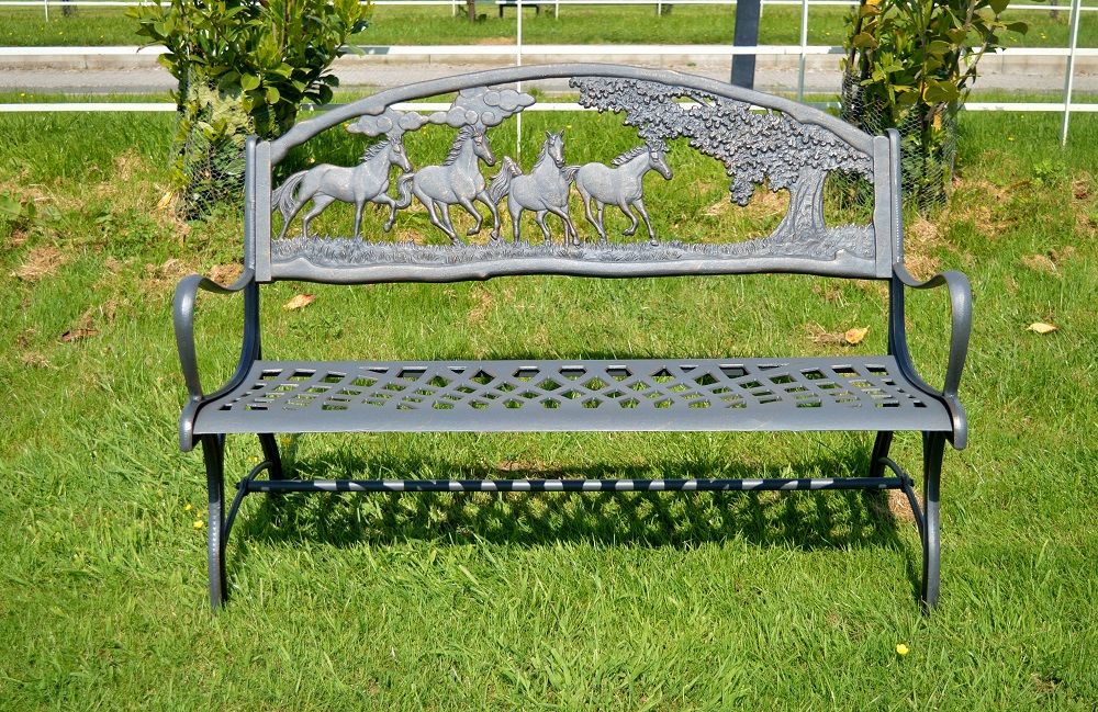 'Countryside Paddock' Horse Design Cast Iron Bench | Black Country ...