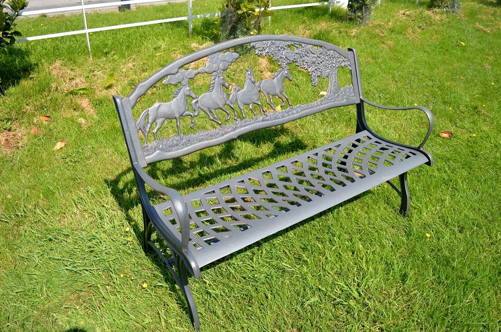 'Countryside Paddock' Horse Design Cast Iron Bench | Black Country ...