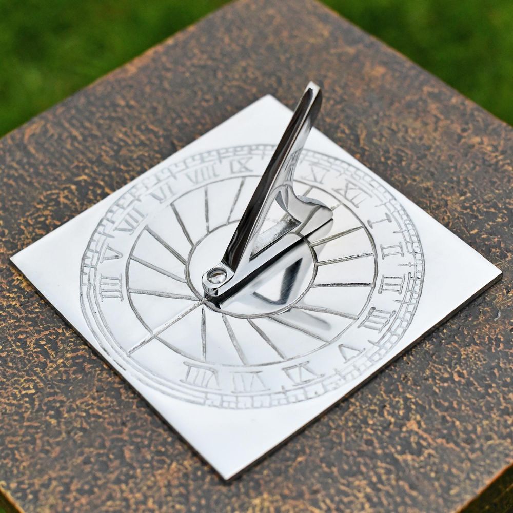 Bright Chrome 'Rising Sun' Sundial - 120mm | Black Country Metalworks