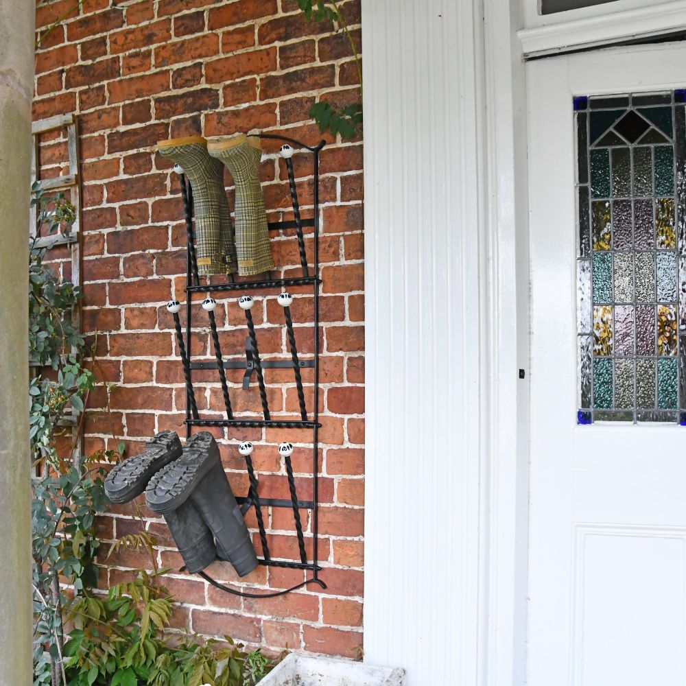 "Edcote" Black Wall Mounted 6 Pair Boot Rack | Black Country Metalworks