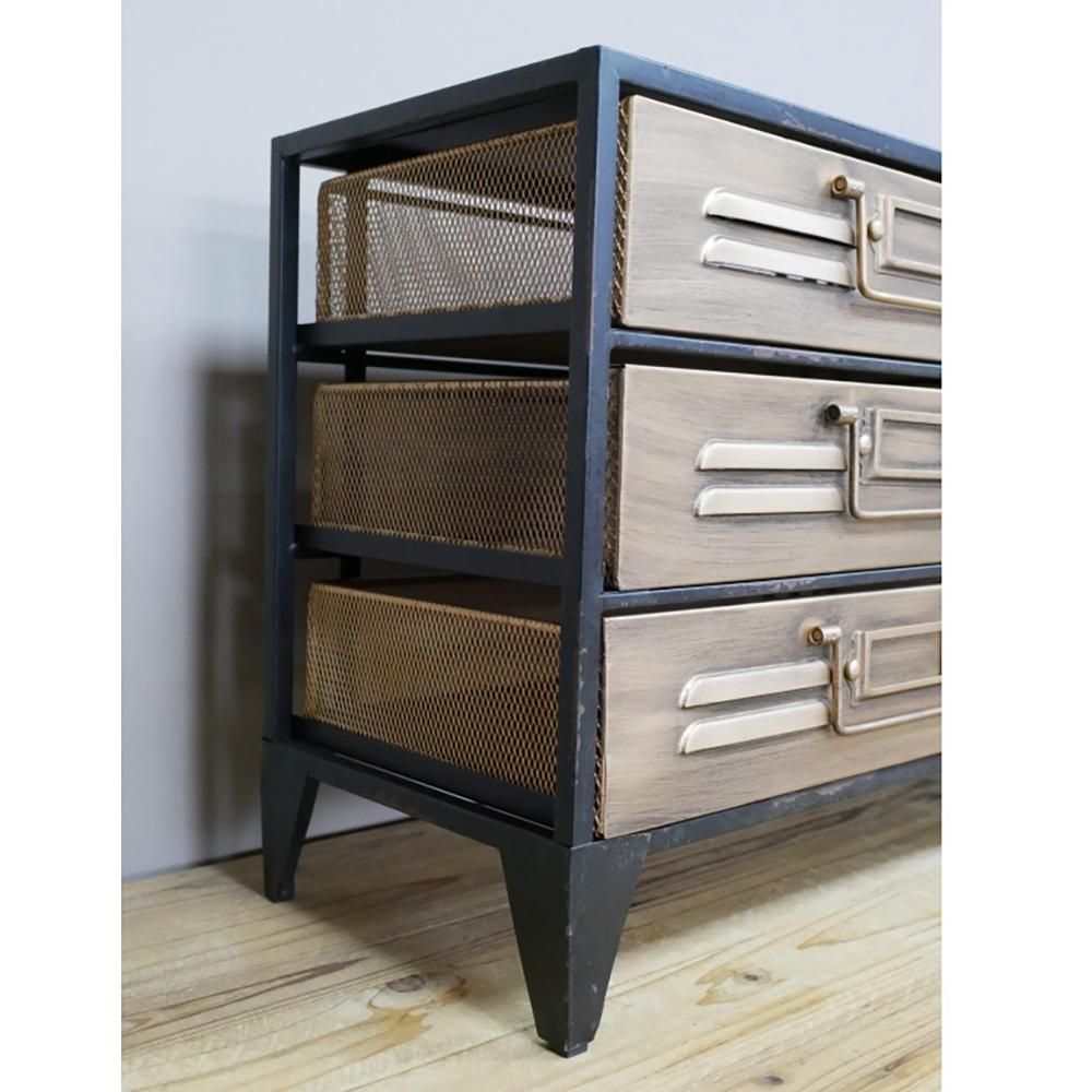 Miniature Industrial Style Storage Unit with Six Drawers | Black ...