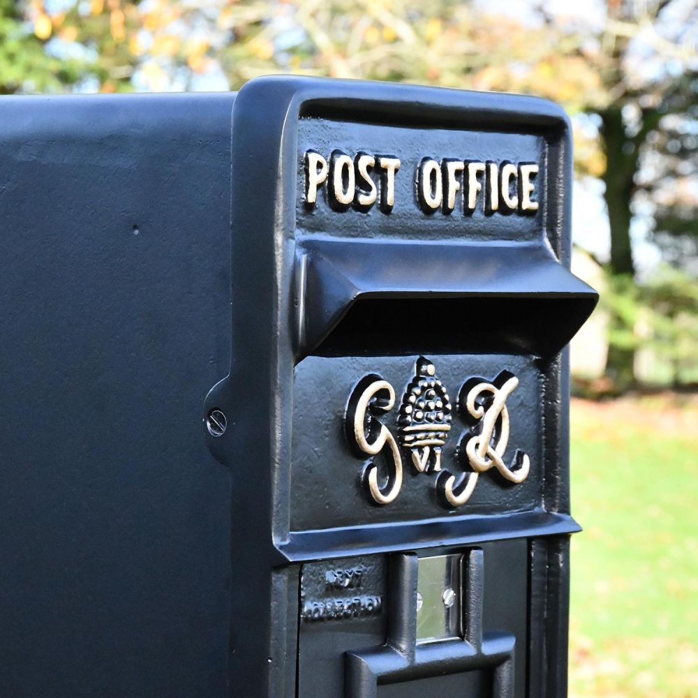 King George Rex Black Period Post Box & Stand | Black Country Metalworks