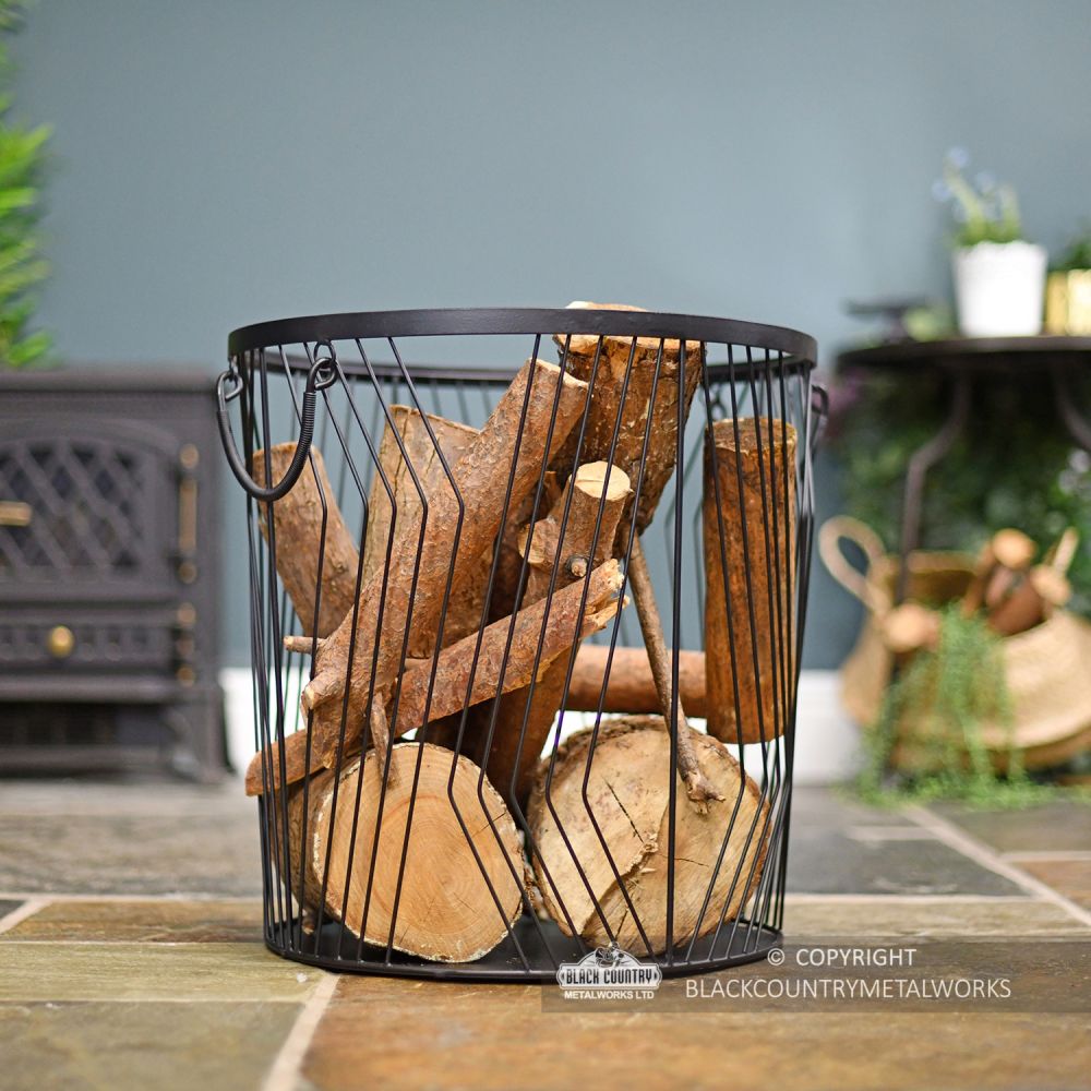 Large Art Deco Wire Log Basket | Black Country Metalworks