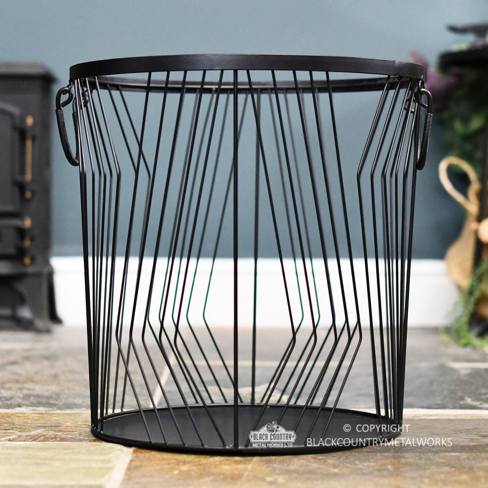 Large Art Deco Wire Log Basket | Black Country Metalworks
