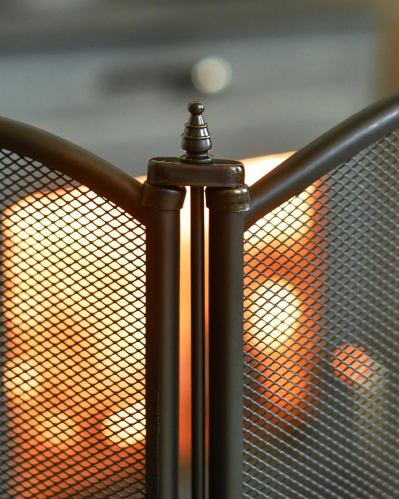The "Classique" Black Three-Fold Fire Guard | Black Country Metalworks
