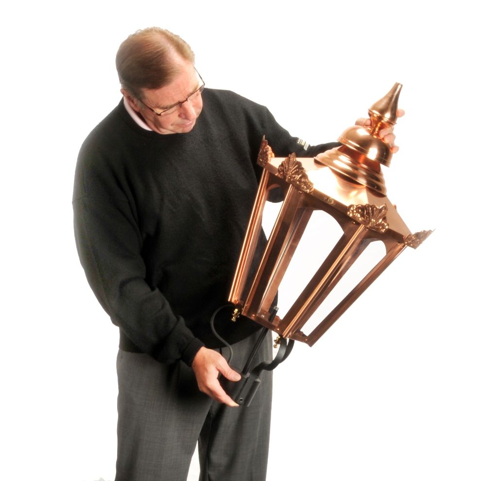 Copper Concordia Hexagonal Extra Large Lantern & Lamp Post Set | Black ...