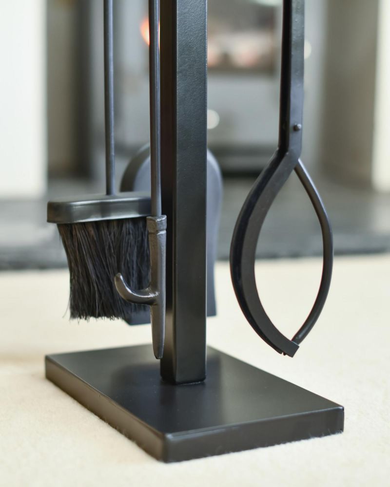 "Lateral Loop" Black Companion Set with Leather Handles | Black Country ...