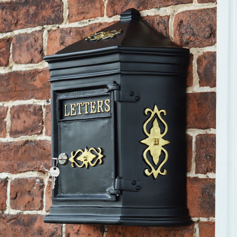 "Bantock" Post Box in Black and Gold | Black Country Metalworks