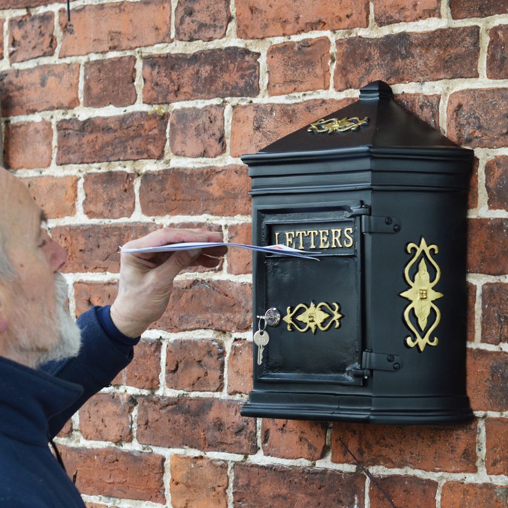 "Bantock" Post Box in Black and Gold | Black Country Metalworks