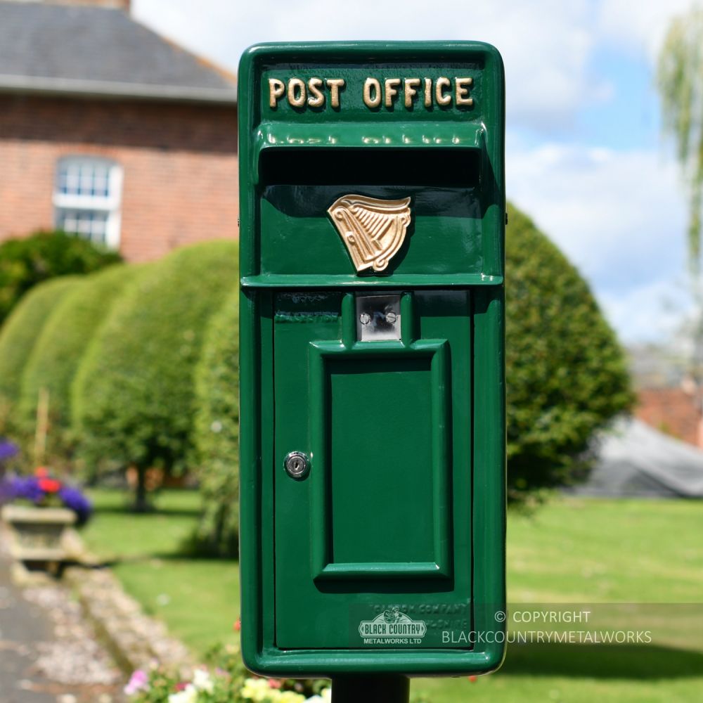 Irish Harp Post and Parcel Box With Column | Black Country Metalworks