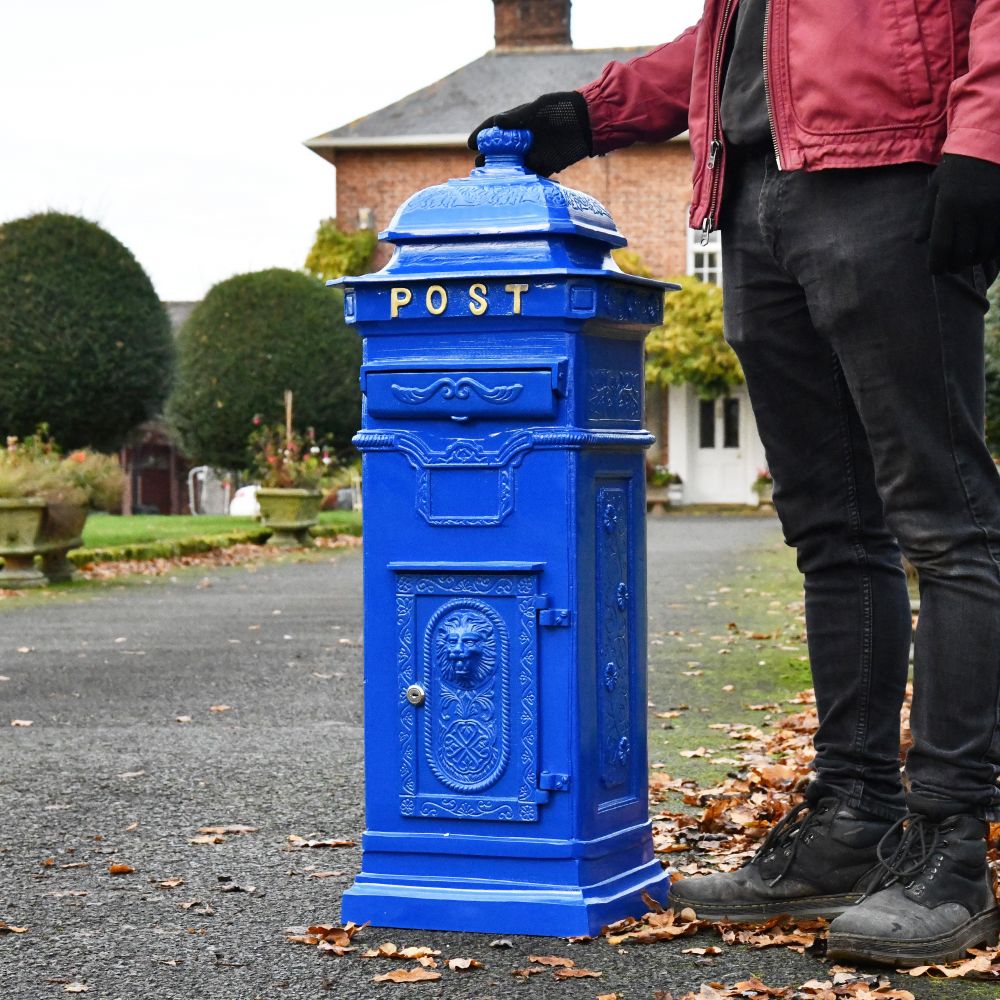 “Coastal Surf” Blue Camden Deluxe Post Box Free Standing Post Box ...