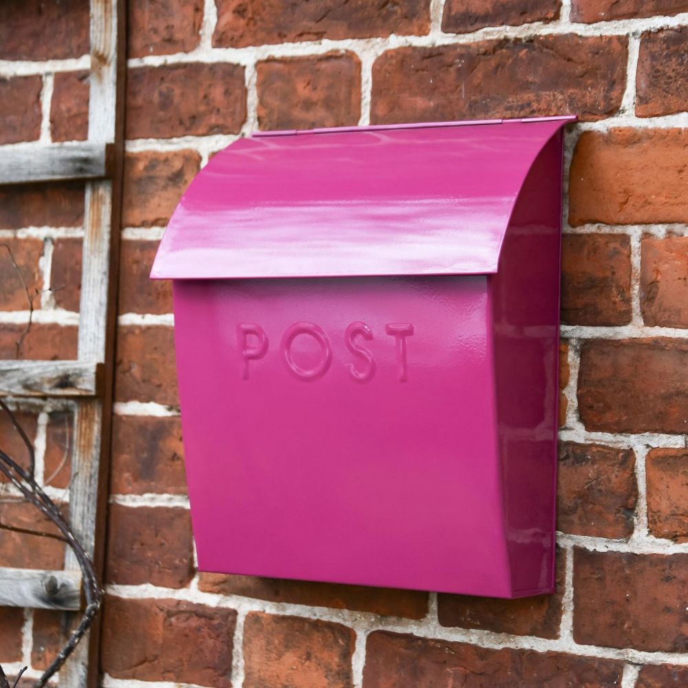 “Persian Summer” Bright Pink Contemporary Post Box with Lock | Black ...