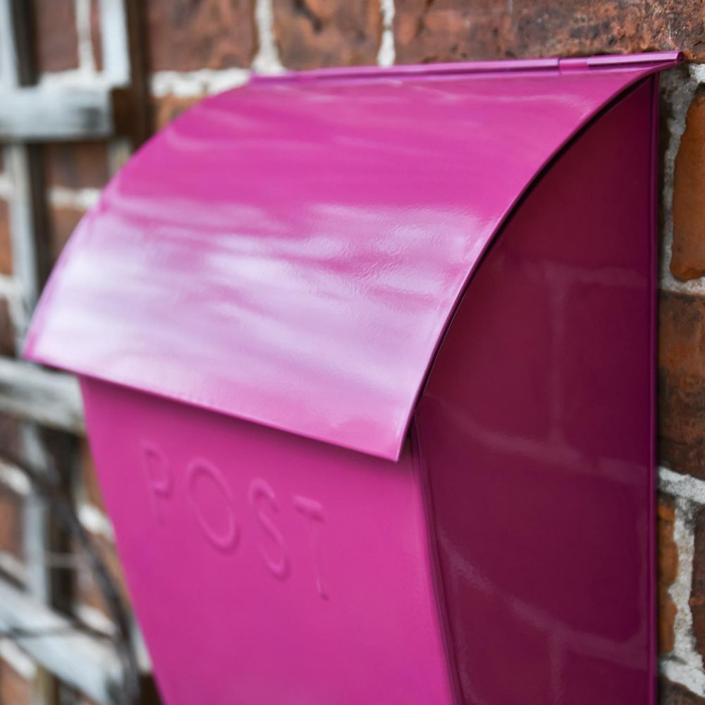 “Persian Summer” Bright Pink Contemporary Post Box with Lock | Black ...